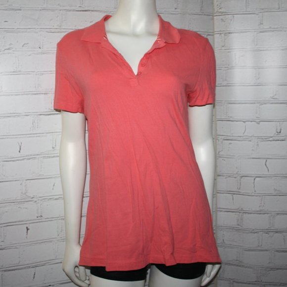 Basic Editions | Tops | Coral Basic Editions Collared Tshirt Medium | Poshmark
